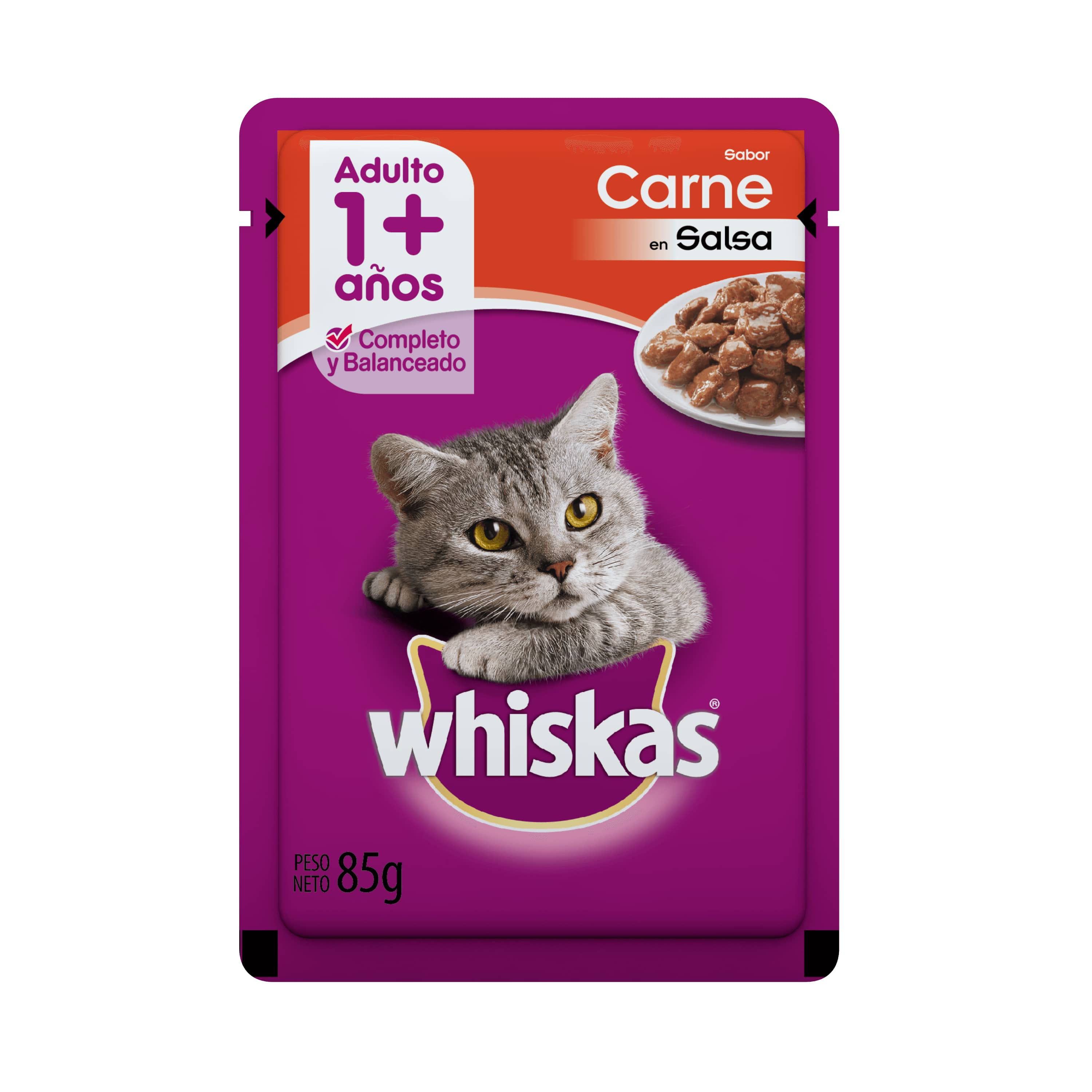 Alimento Whiskas Carne en Salsa Pouch x 85 Gr | Croper